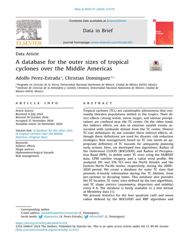 A Database for the Outer Sizes of Tropical | PDF | Tropical Cyclones ...