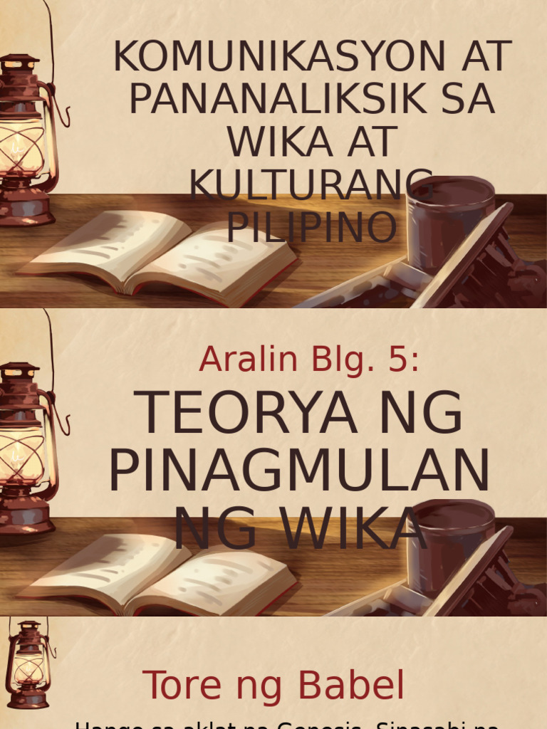 Week 3 Aralin 5 Teorya NG Pinagmulan NG Wika | PDF