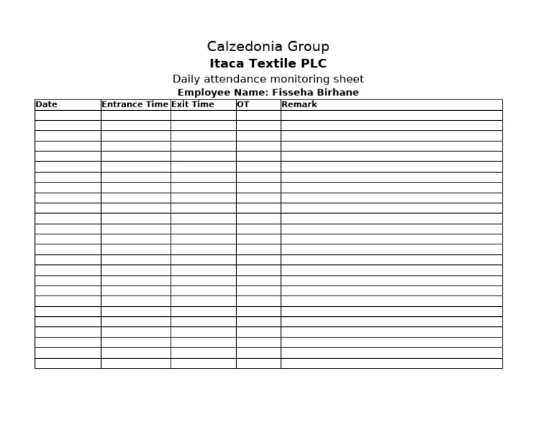 Daily Attendance Monitoring Sheet | PDF