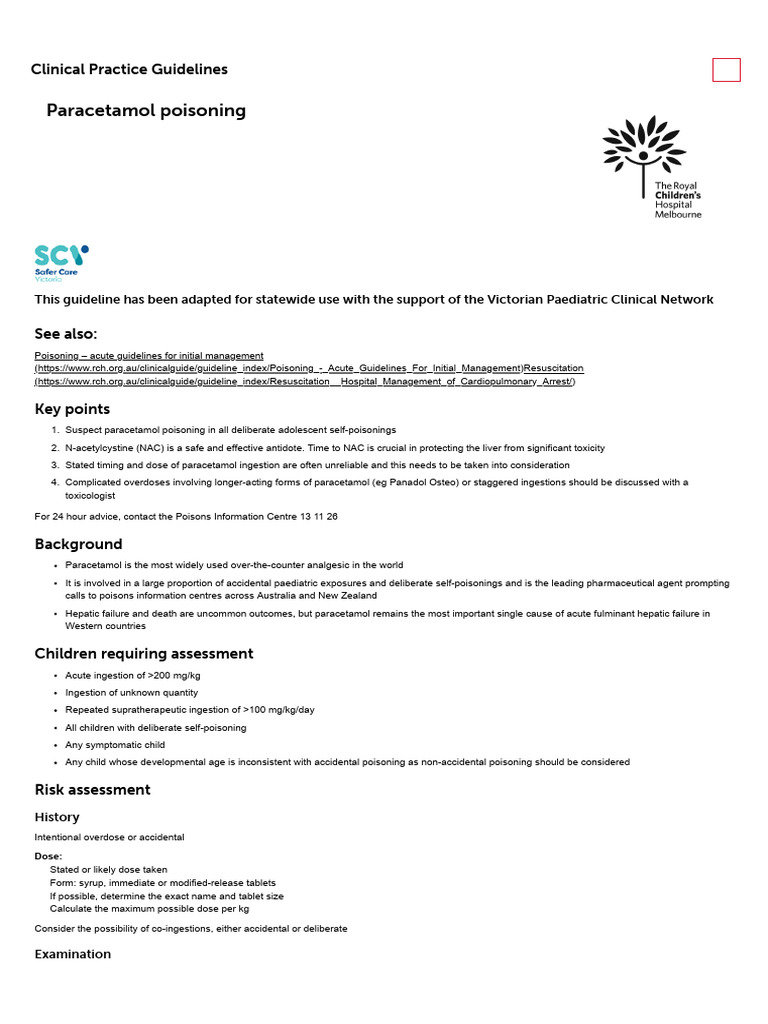 Clinical Practice Guidelines : Paracetamol Poison… | PDF | Medical ...