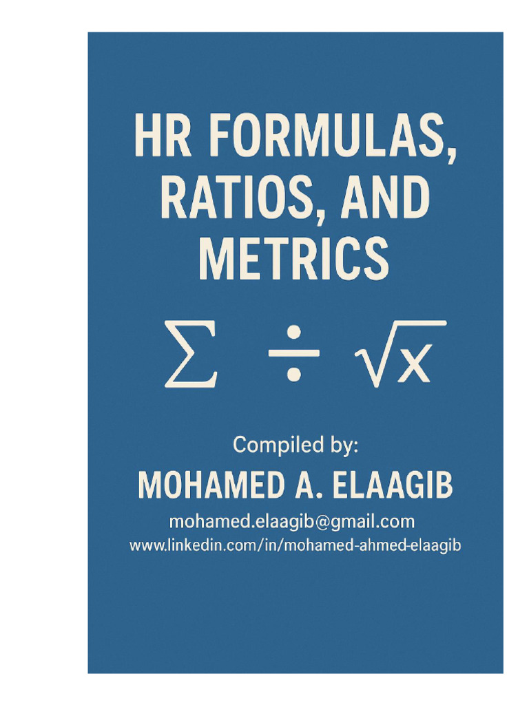 HR Formulas,Ratios,And Matrics | PDF