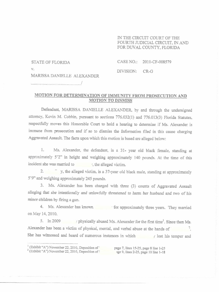 Motion For Determination of Immunity From Prosecution and Motion To ...