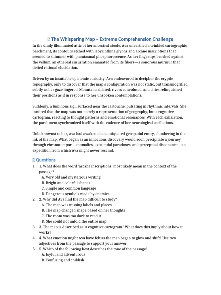 The Whispering Map Extreme Comprehension | PDF