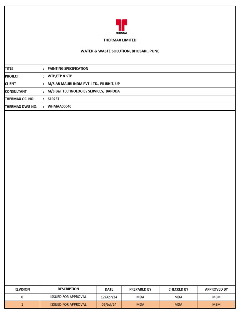 Painting Specification for WTP, ETP & STP | PDF | Paint | Epoxy