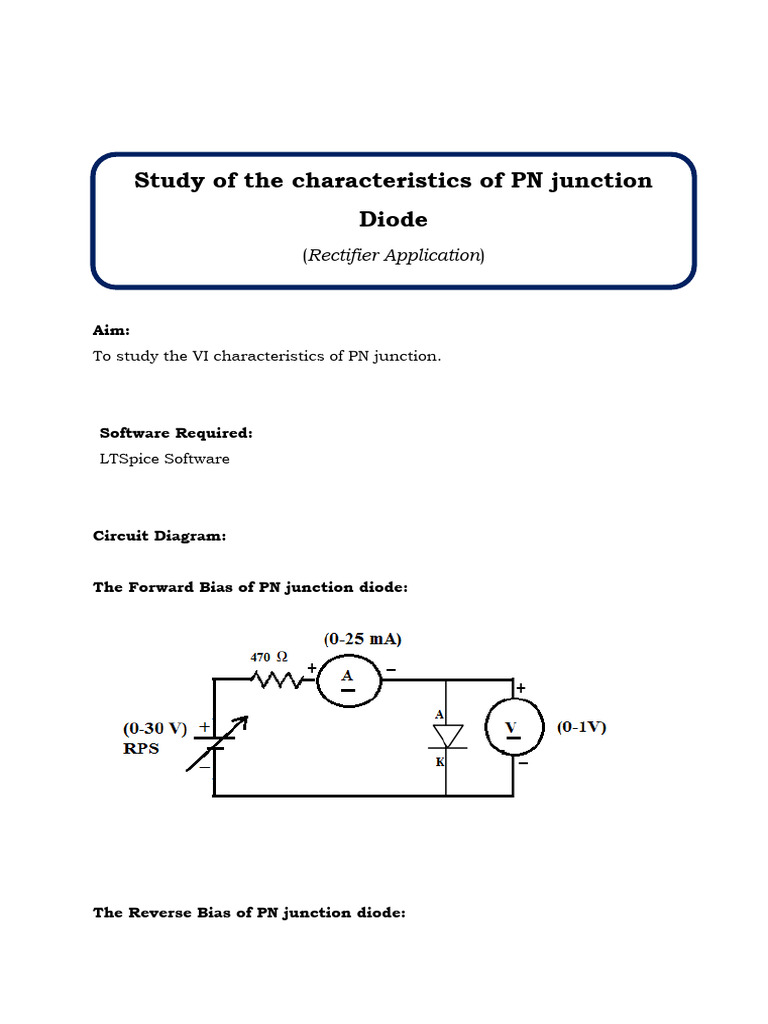 VI Characteristics of PN Junction Diode | PDF | P–N Junction | Diode