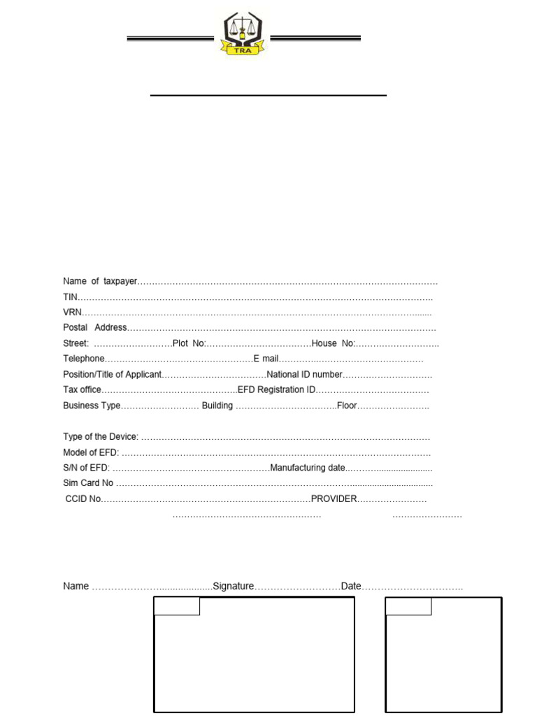 EFD User ID Application Form | PDF