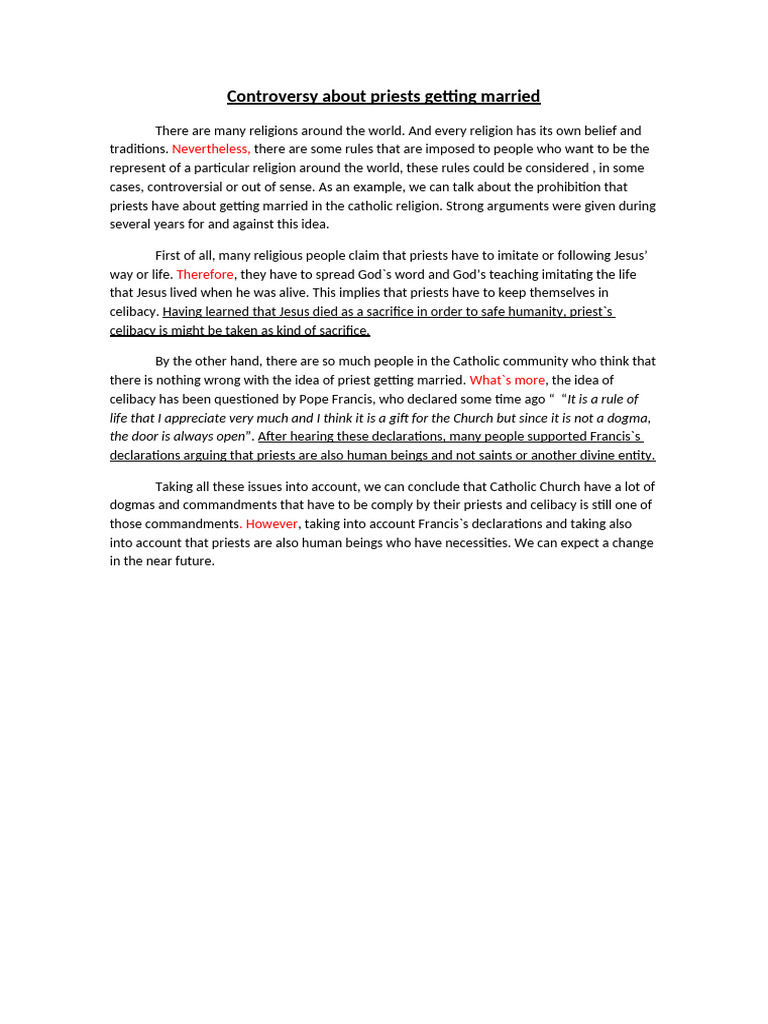 Controversy About Priests Getting Married | PDF