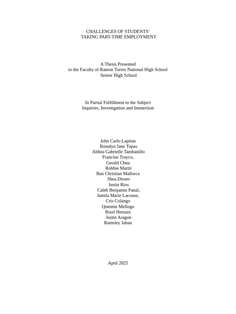 Challenges of Student Part-Time Work | PDF