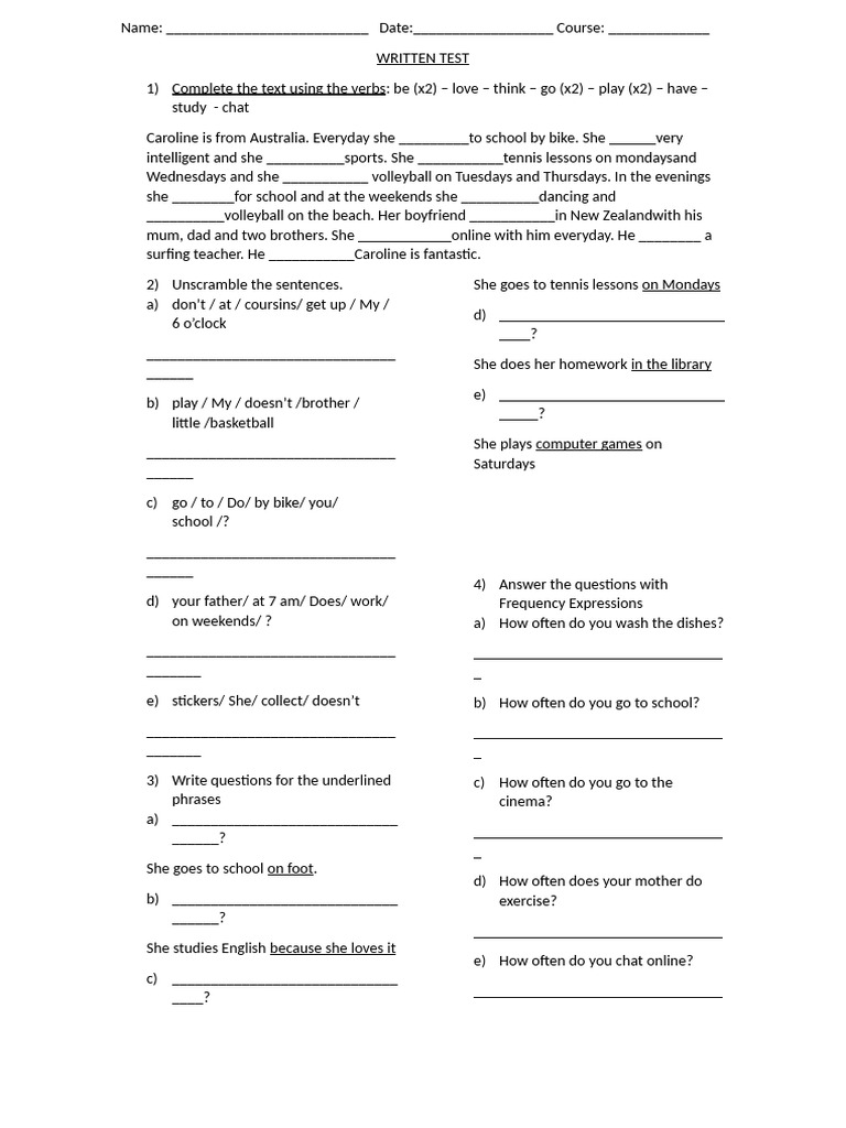 Written Test 3er May | PDF | Linguistic Typology | Language Mechanics