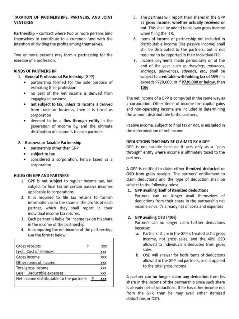 TAXATION-OF-PARTNERSHIPS | PDF | Tax Deduction | Income