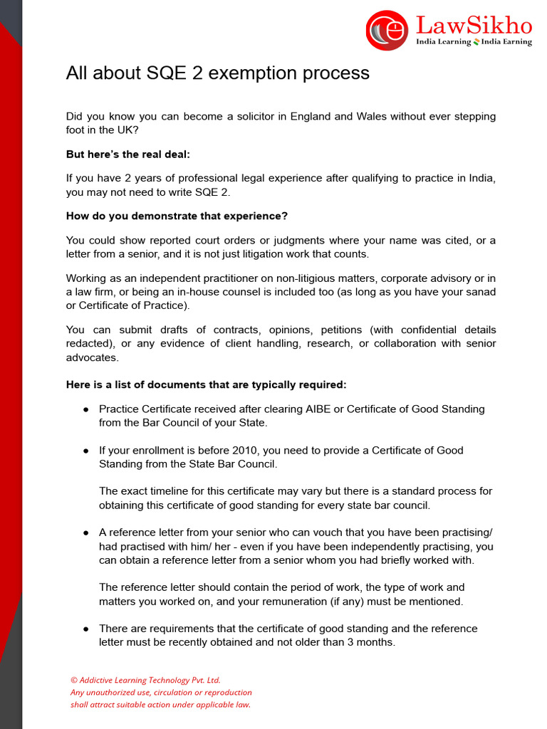 All About SQE 2 Exemption Process | PDF | Solicitor | Advocate
