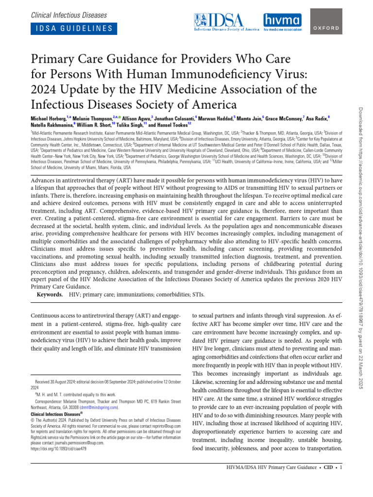 2024 HIV Primary Care Guidance Update | PDF | Sexually Transmitted ...