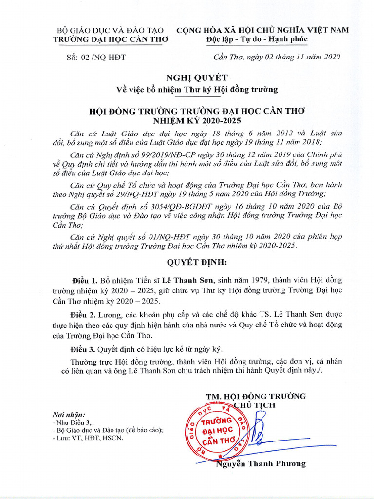 NQ 02 Dau Bo Nhiem Thu Ky HDT | PDF