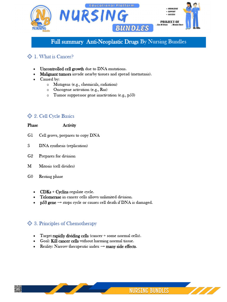 Nursing Guide to Cancer Chemotherapy | PDF | Chemotherapy | Cancer