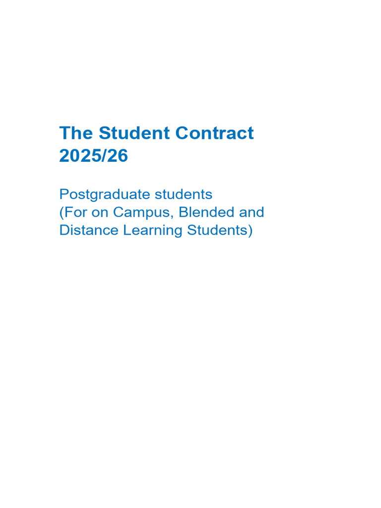 Coventry University Student Contract 2025/26 | PDF | Fee | Academic ...