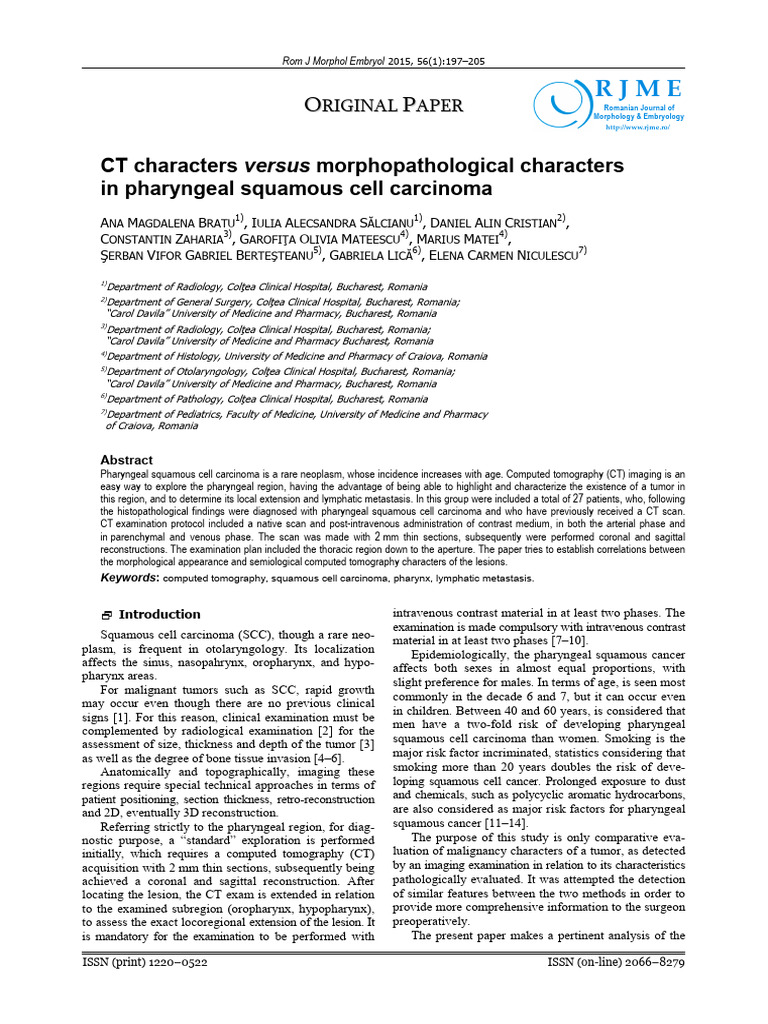 CT Characters Versus Morphopathological | PDF | Carcinoma | Ct Scan