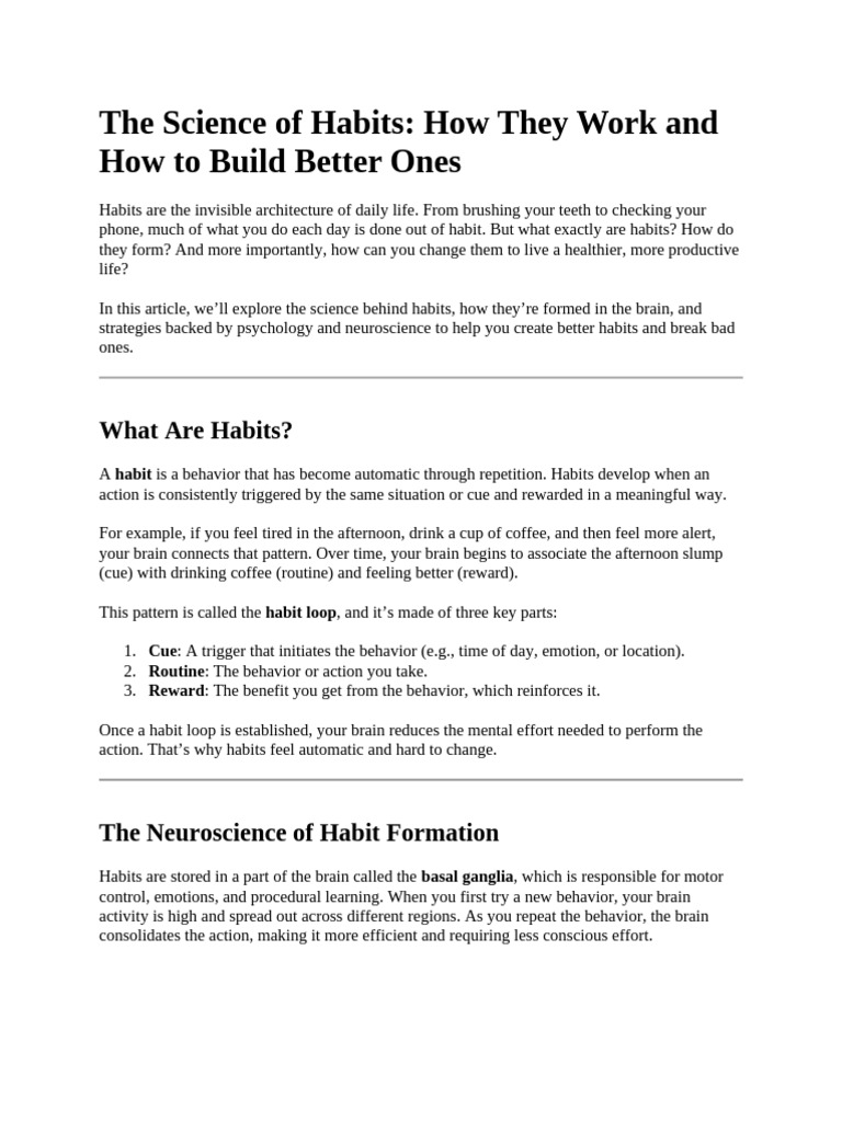 Understanding Habit Formation Science | PDF | Habits | Brain