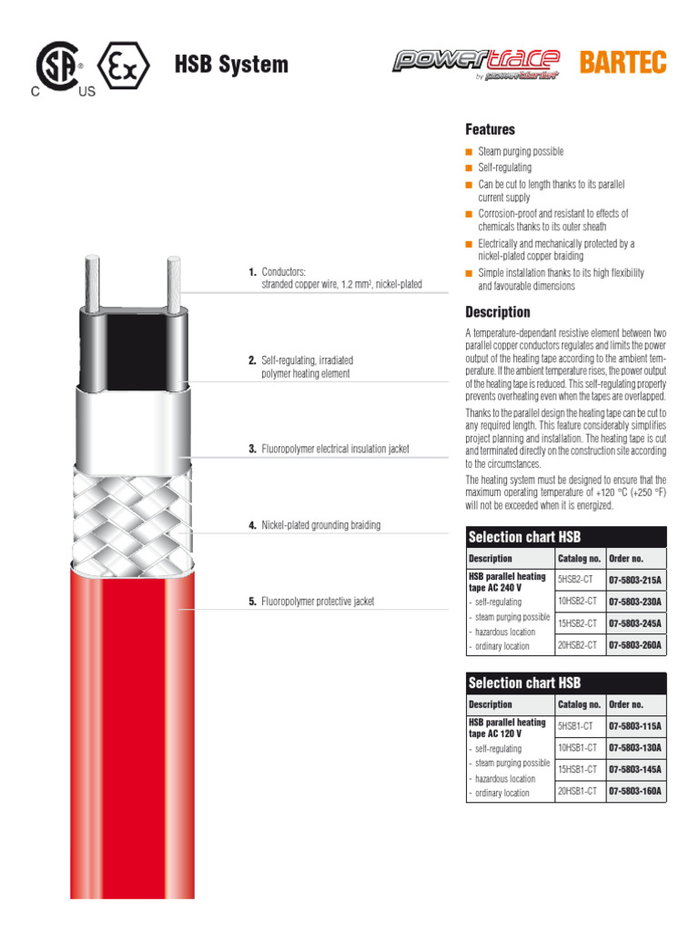 Heating Tape Hsb System Med Temp | PDF | Electrical Conductor | Electrical Equipment
