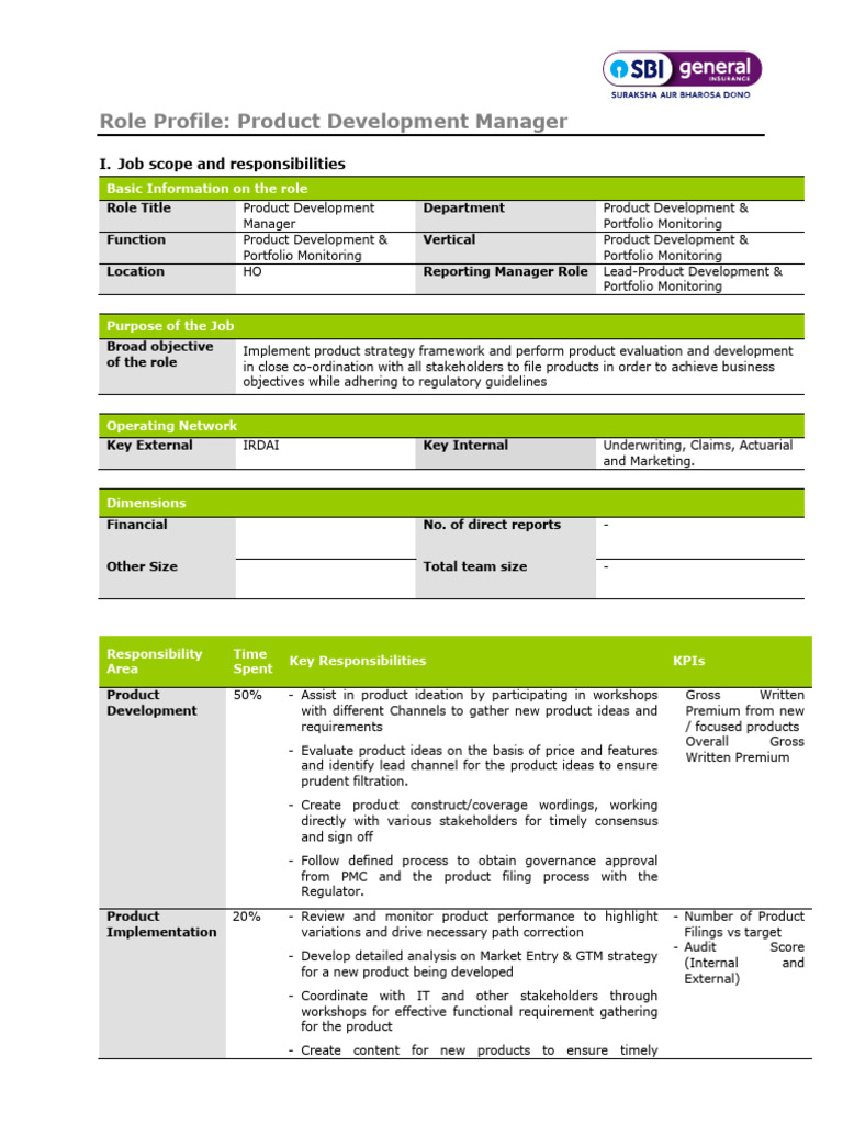 Product Development Manager Role Overview | PDF | Regulatory Compliance ...
