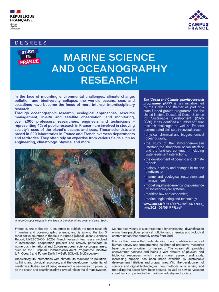 Marine Science Research in France | PDF | Marine Biology | Oceanography