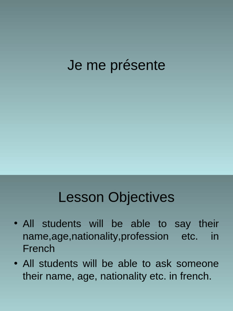 Se présenter en français : Guide pratique | PDF
