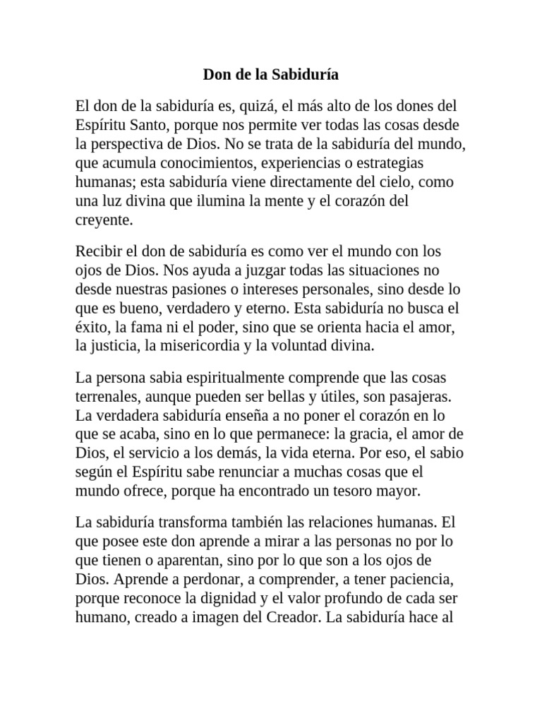 Don de La Sabiduría | PDF | Sabiduría | Amor