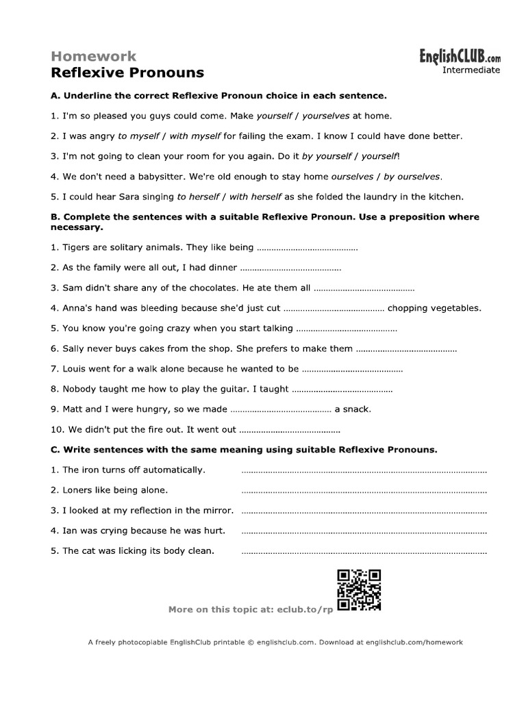 Reflexive Pronouns 2 | PDF