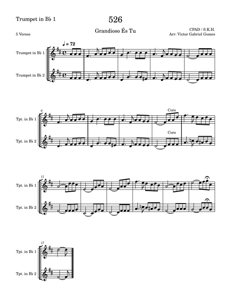 526 - Grandioso És Tu-Trumpet - in - BB - 1 | PDF