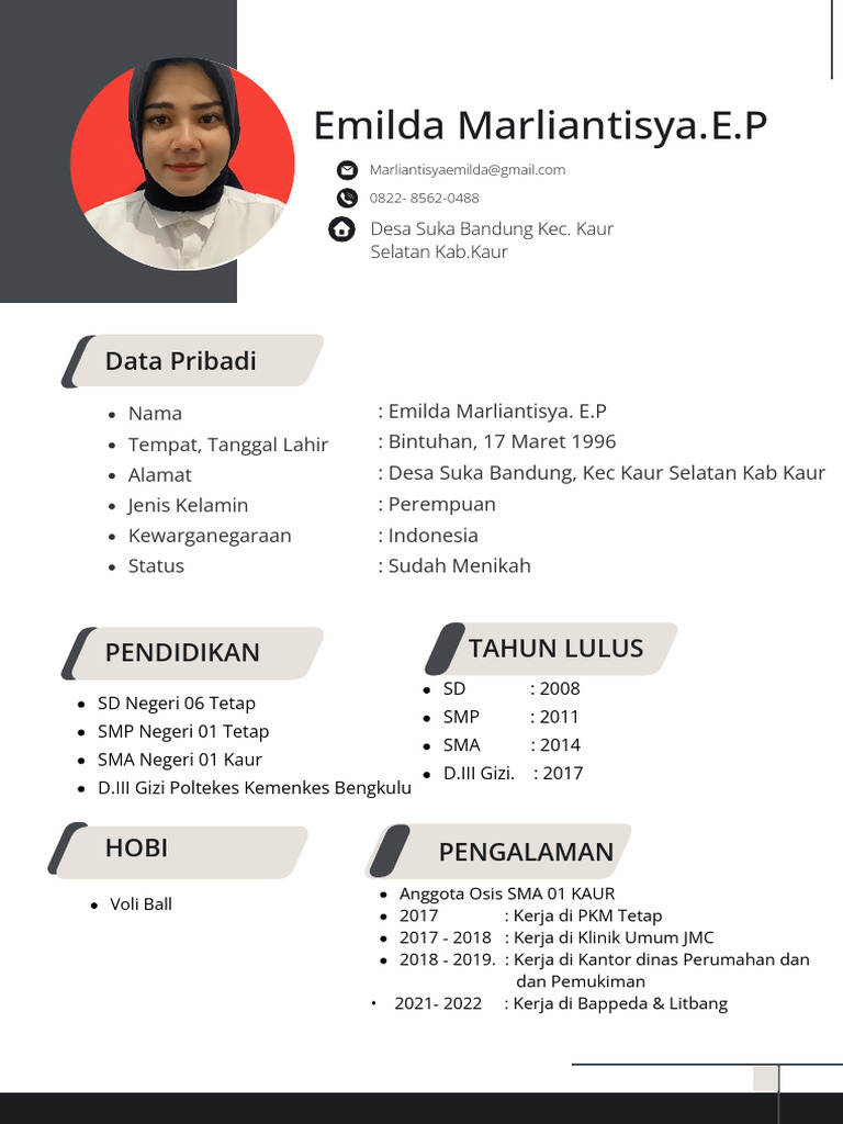 Putih Abu Abu Modern CV Resume Riwayat Hidup.pdf-2 | PDF