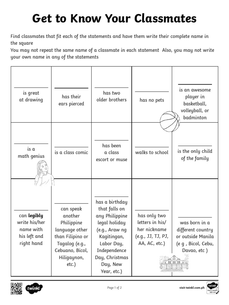 Classmates Introduction Worksheet | PDF | Philippines