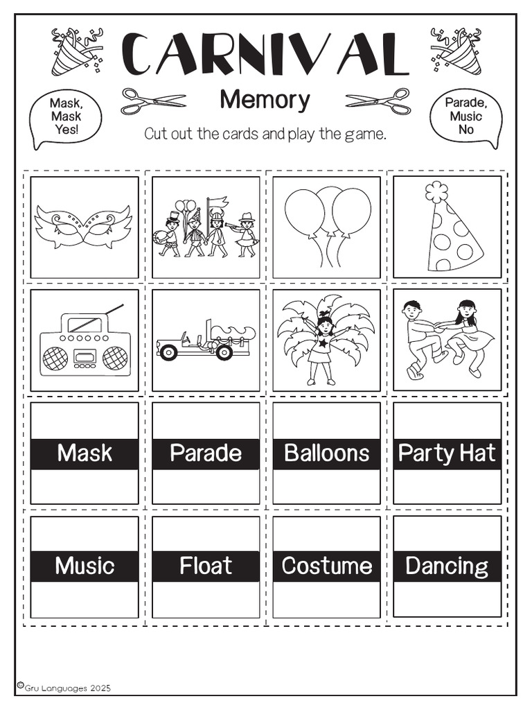 Printable Carnival Memory Game | PDF