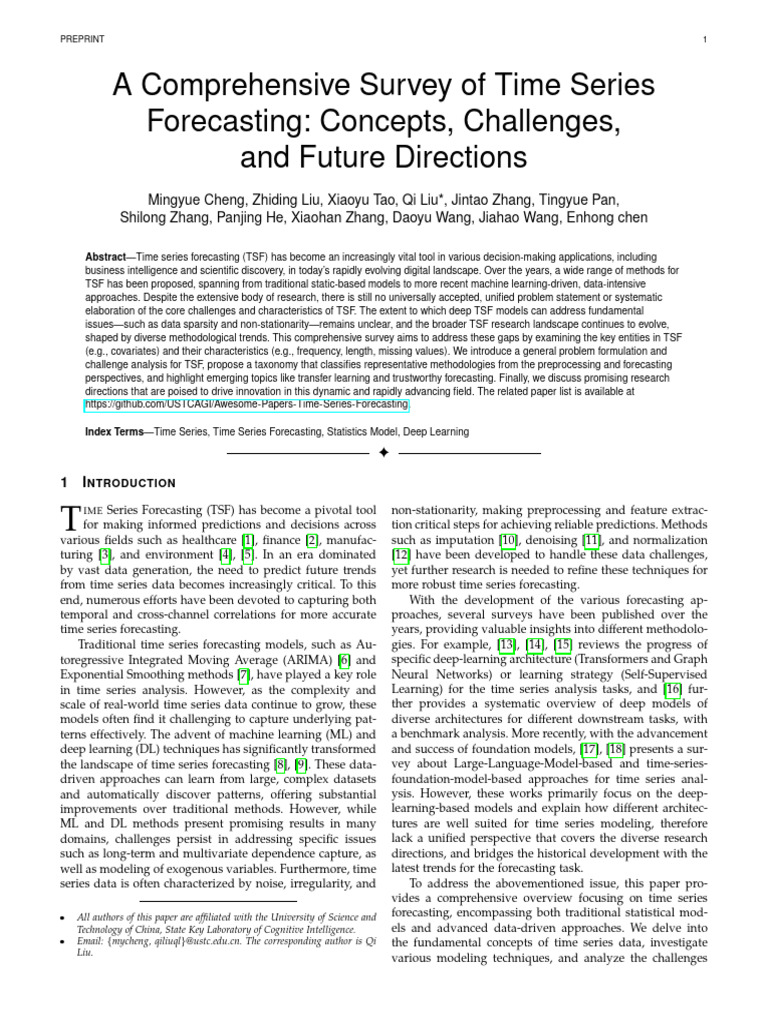 Survey On Time Series Forecasting | PDF | Time Series | Forecasting