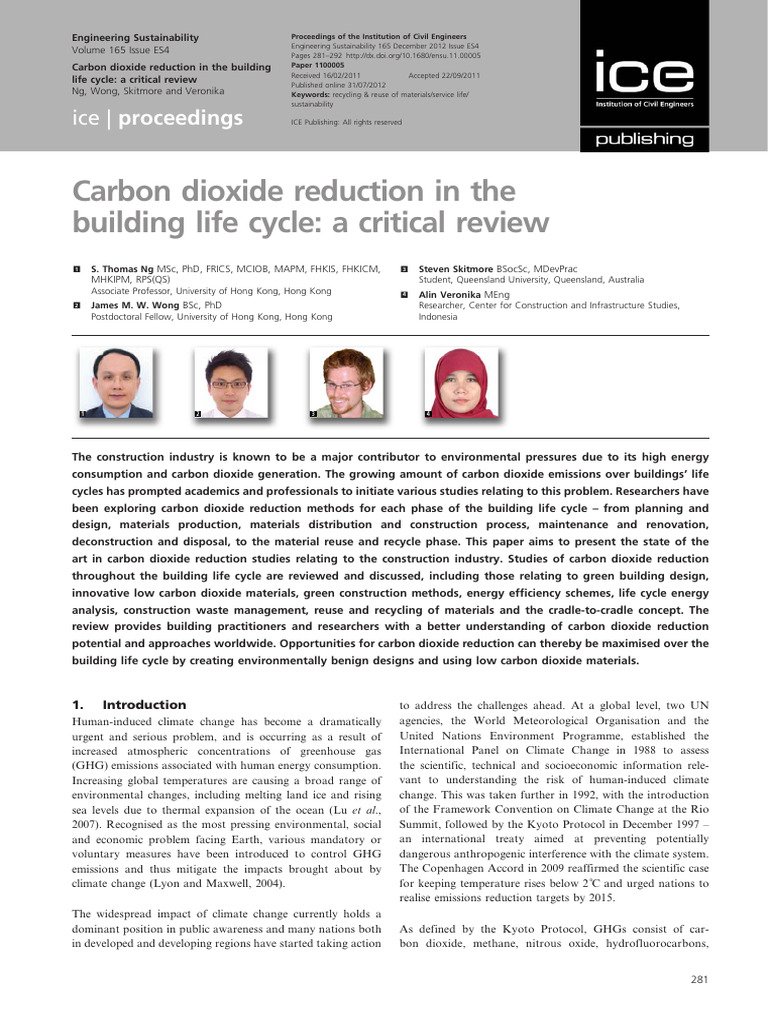Carbon Dioxide Reduction in The Building Lifecycle | PDF | Climate ...