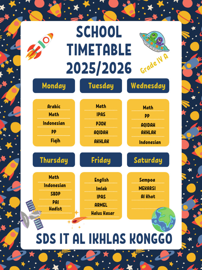 Yellow Cute School Timetable Spiral Notebook | PDF