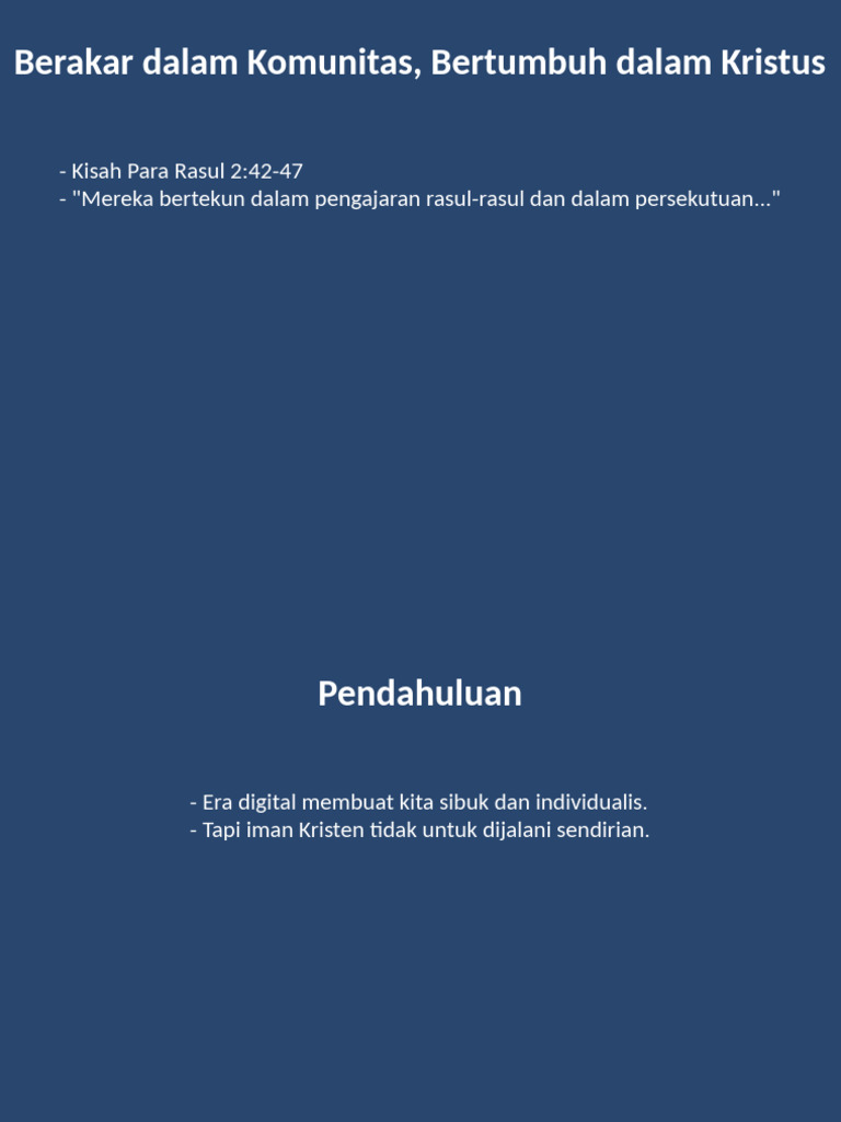 Pentingnya Komunitas dalam Iman Kristen | PDF