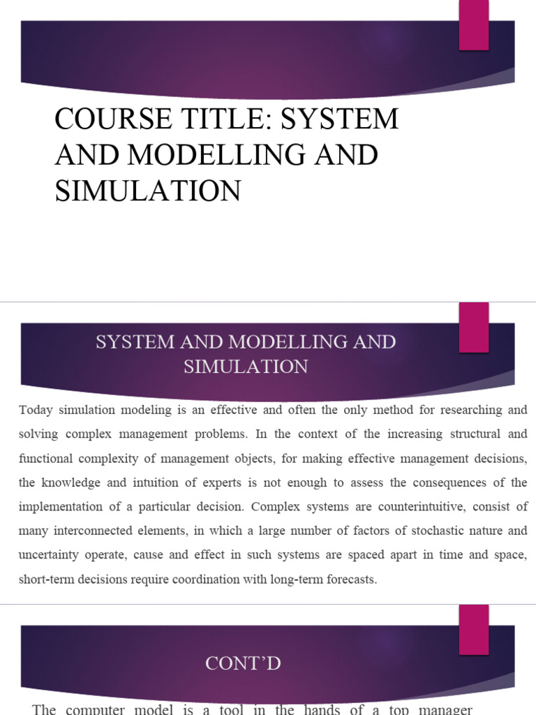 System and Modelling and Simualtion | PDF | Simulation | System