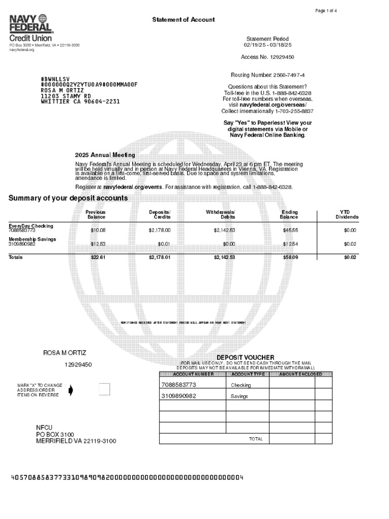 March 2025 Monthly Statement | PDF | Debit Card | Interest