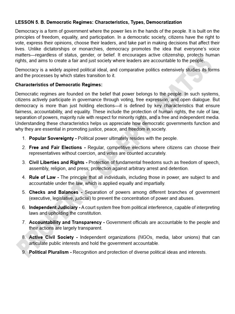 Lesson 5 Comparative Government and Politics Sheets | PDF | Democracy ...