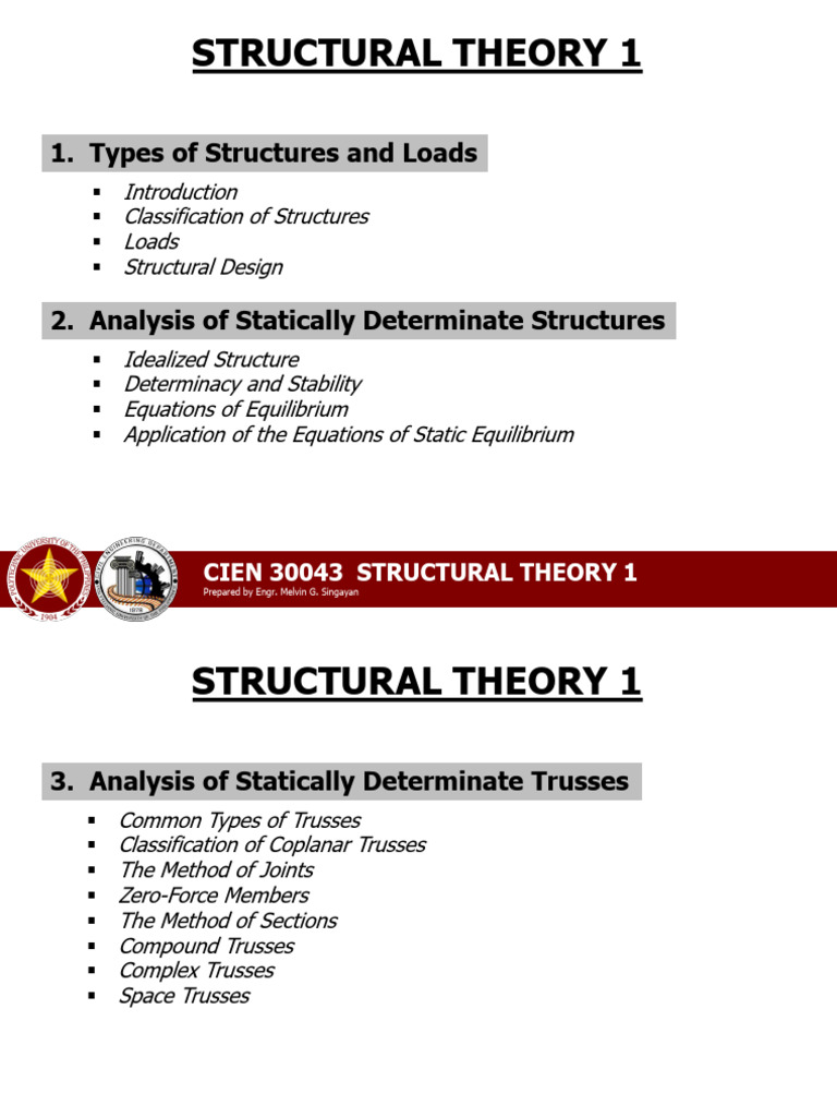 CIEN 30043 Structural Theory 1 | PDF | Truss | Beam (Structure)