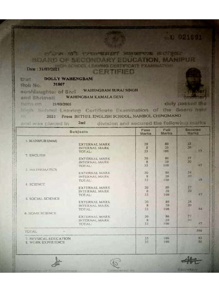 10 Marksheet | PDF
