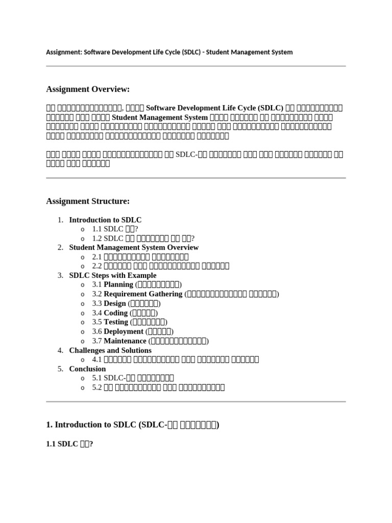 Assignment Overview:: Assignment: Software Development Life Cycle (SDLC ...