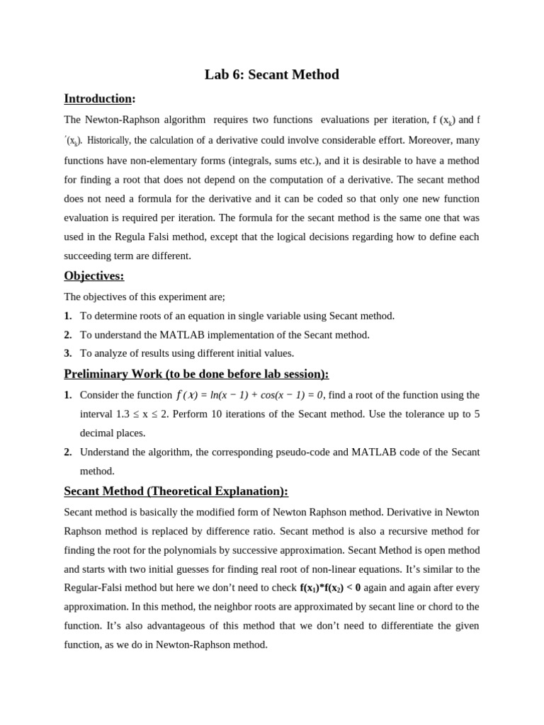 Lab 6 Master Solution Manual - Secant Method | PDF | Theoretical Computer Science | Mathematical ...