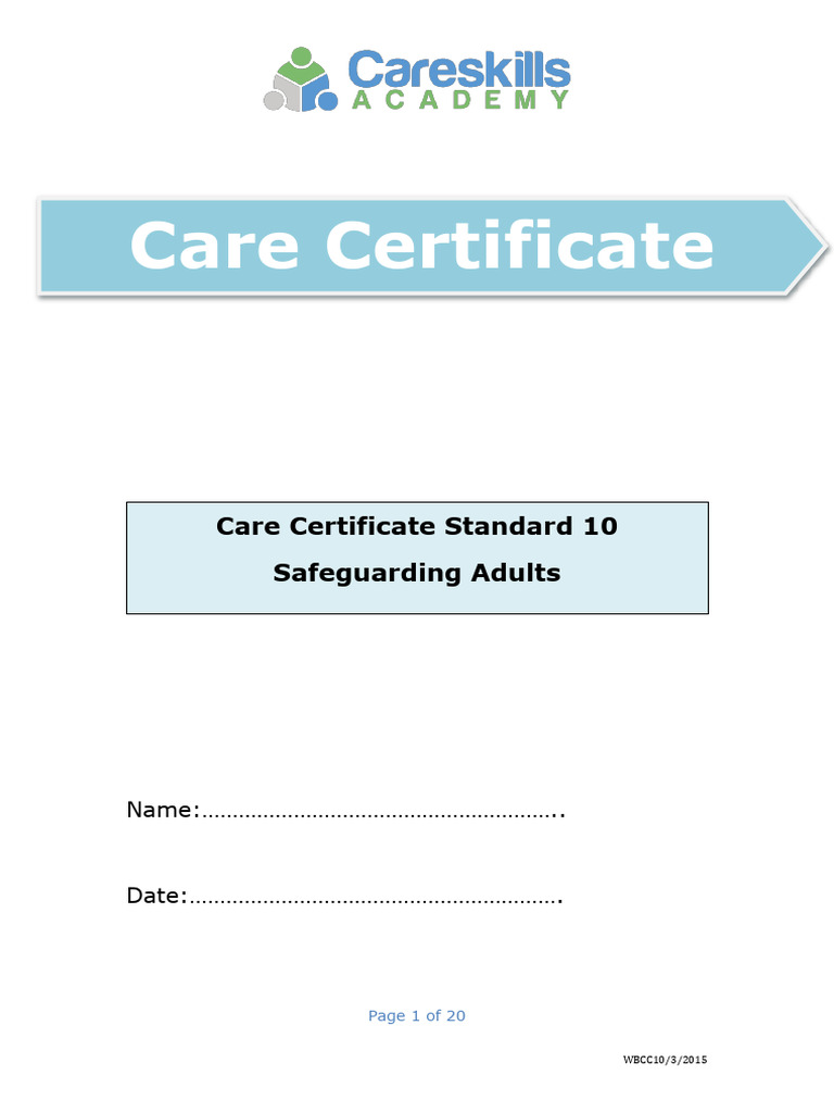 10 Standard 10 Safeguarding Adults Workbook - Editable | PDF ...