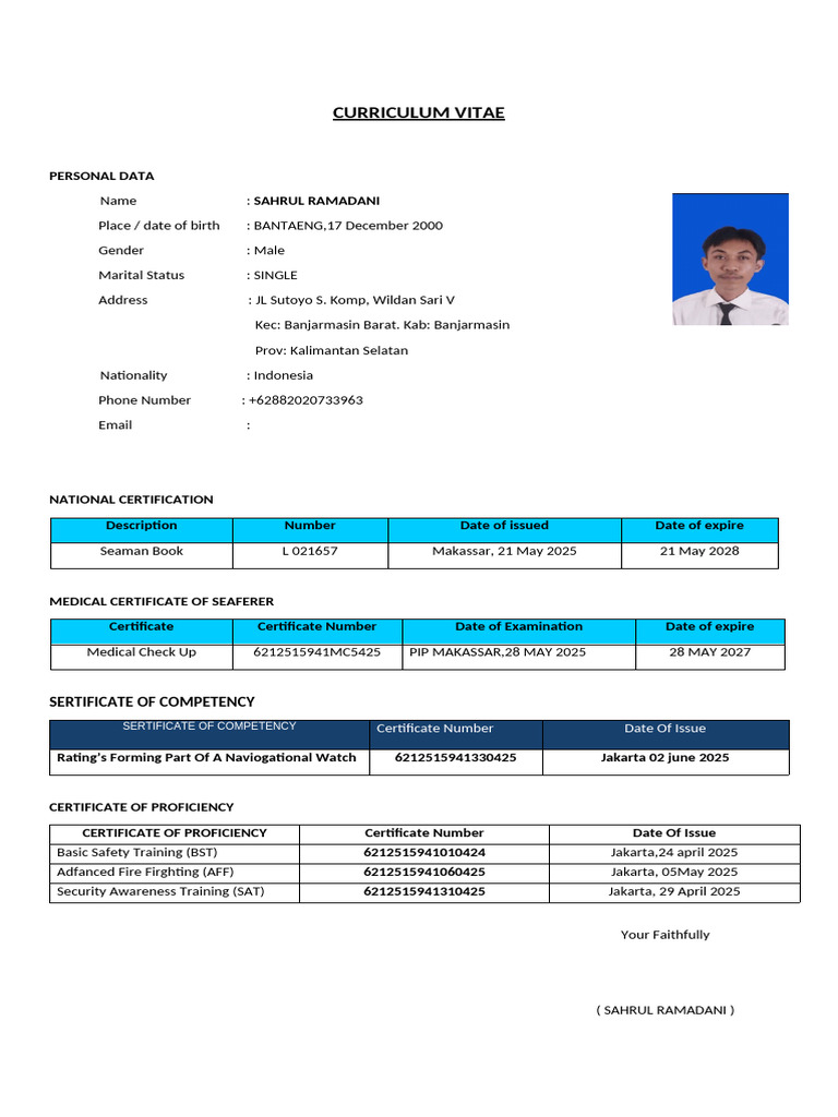 CV Sahrul | PDF
