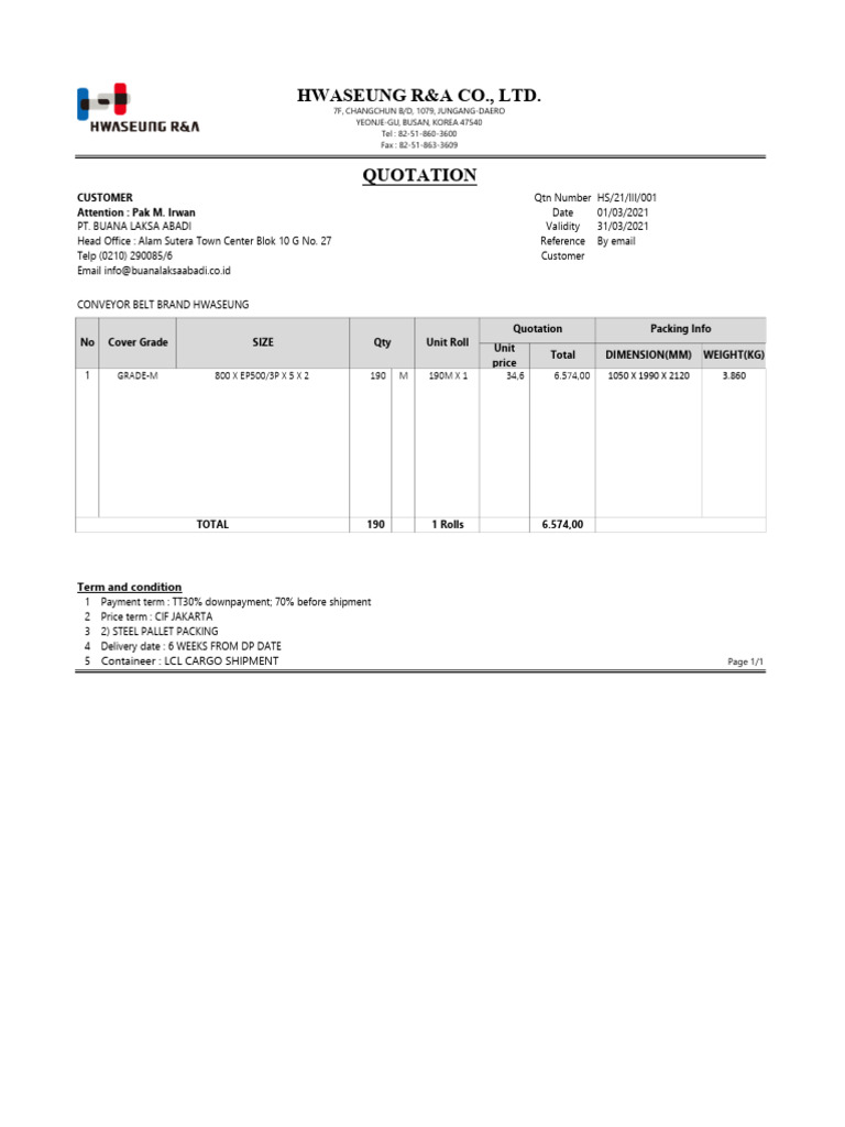 QTN PT. Buana Laksa Abadi | PDF