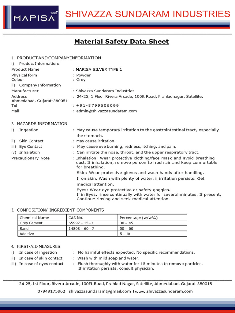 Msds Silver | PDF | Dangerous Goods | Toxicity