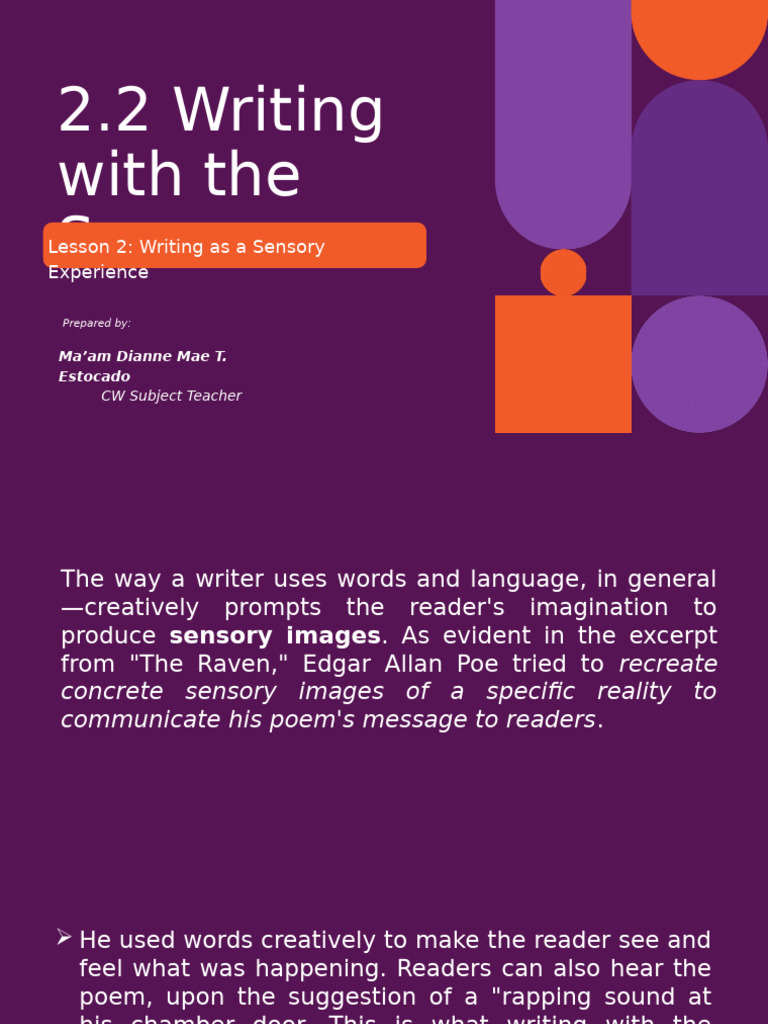 Sensory Writing Techniques Explained | PDF | Senses | Experience