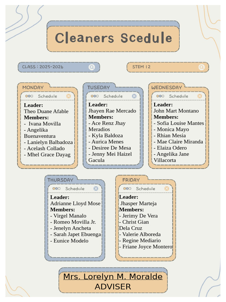 Cleaners Schedule 075751 | PDF