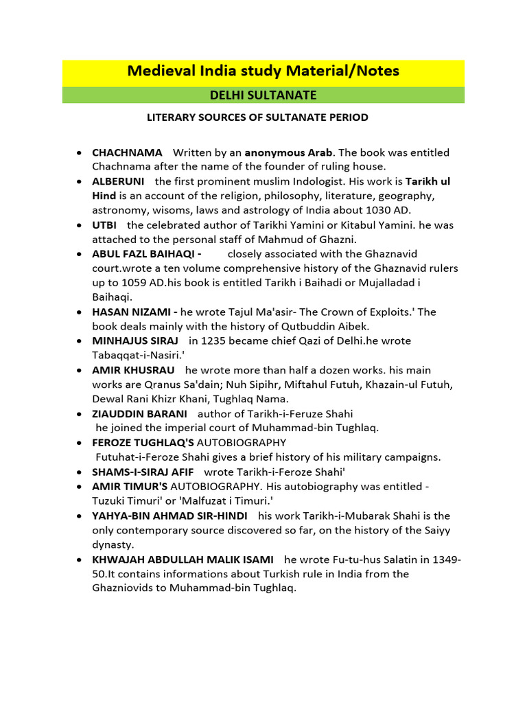 Literary Sources of Medieval India | PDF | Mughal Empire