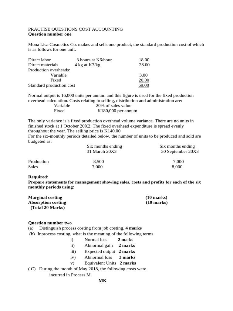 Cost Accounting Practice Problems | PDF | Cost Of Goods Sold | Inventory